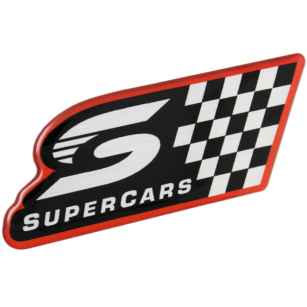 Fan Emblems Supercars Car Decal, Checkered Flag Logo (Lensed Chrome Finish)
