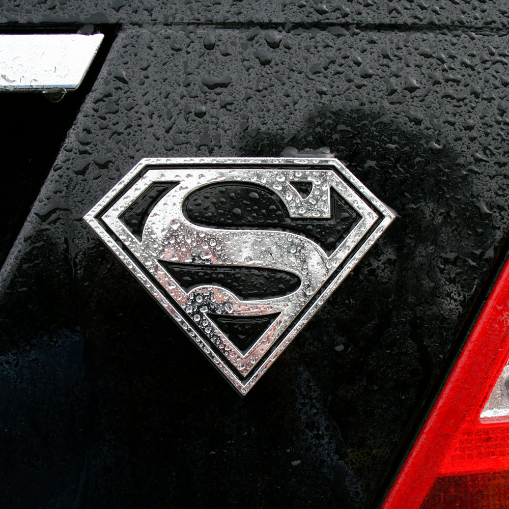 Superman 3D Car Badge (Black and Chrome) – Fan Emblems